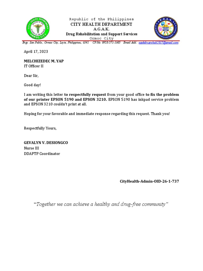 Request Letter (CPU Format) | PDF