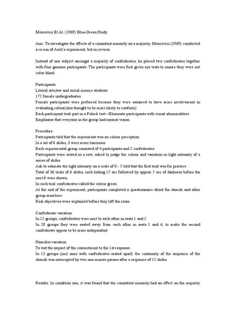 Moscovici Evaluation | PDF