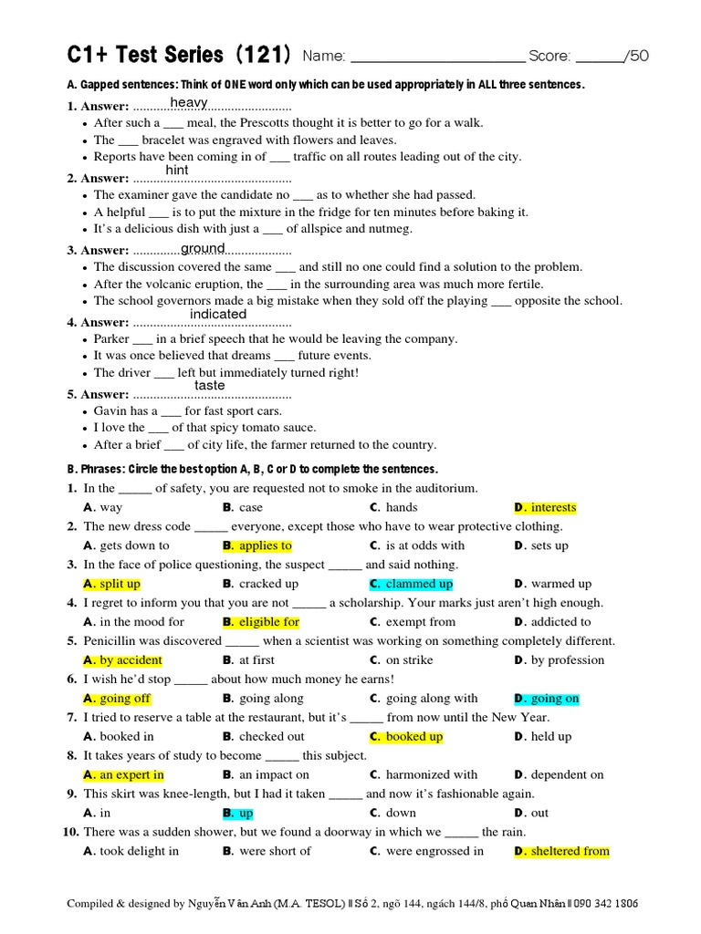 C1+ Test Series | PDF