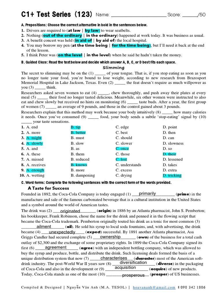 C1+ Test Series | PDF