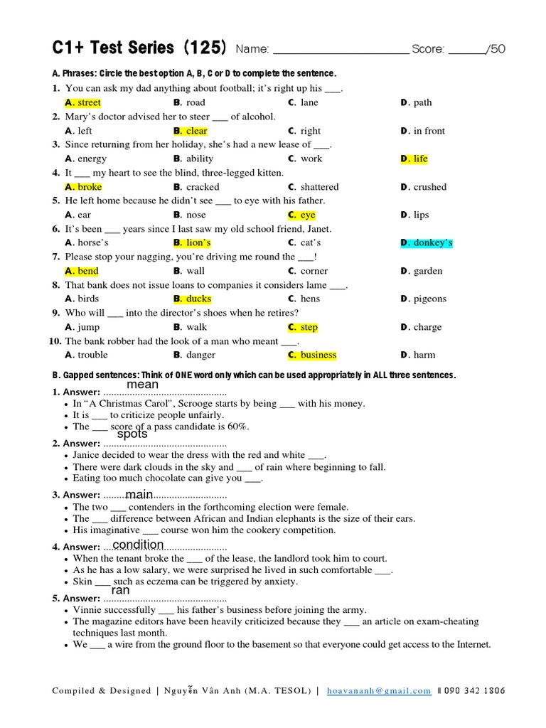 C1+ Test Series | PDF