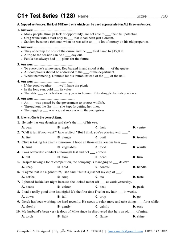 C1+ Test Series | PDF