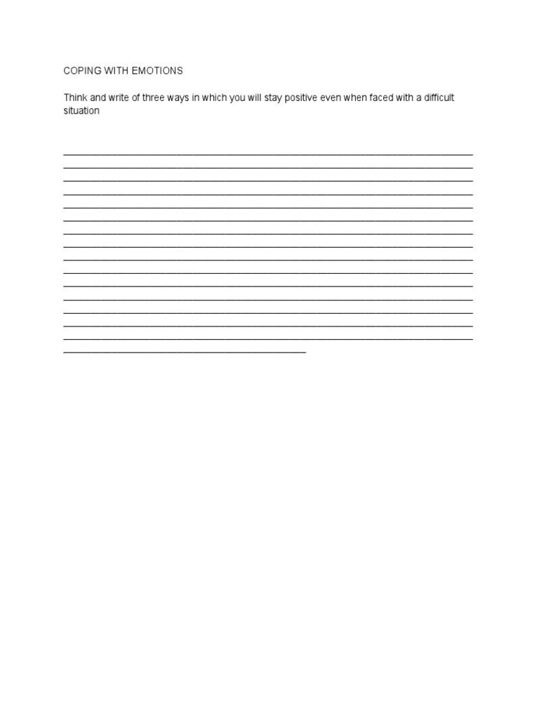 Coping With Emotions - Grade 4 | PDF