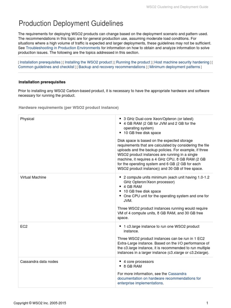Production Deployment Guidelines: Installation Prerequisites | PDF