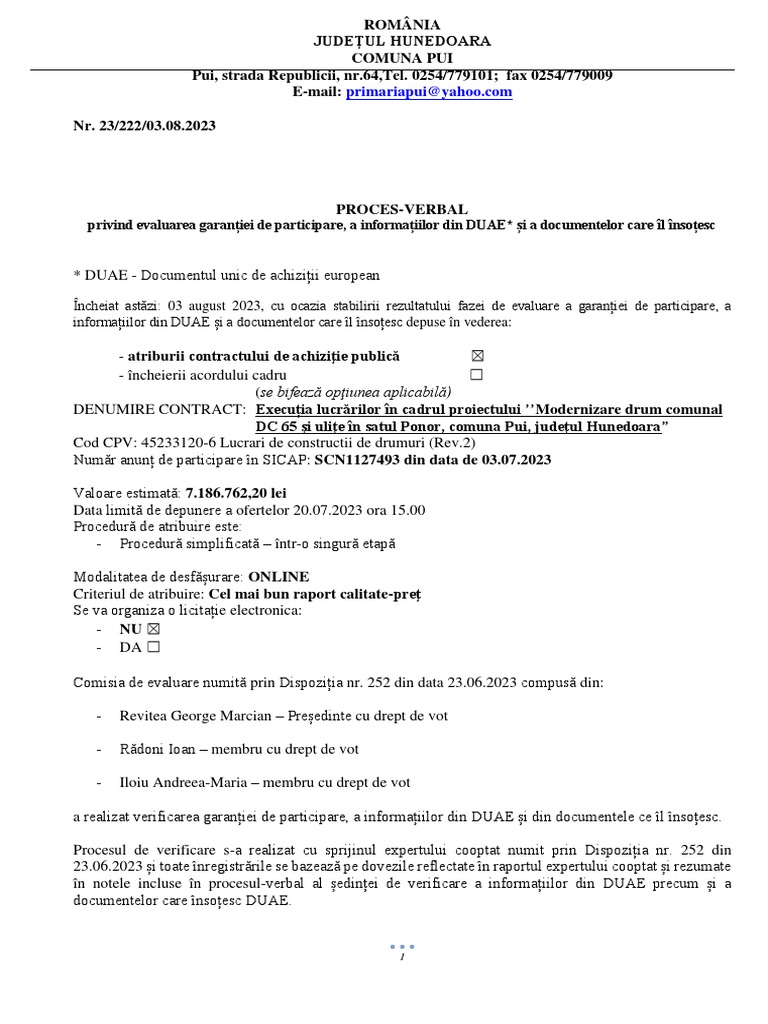 Proces Verbal Analiza - DUAE | PDF