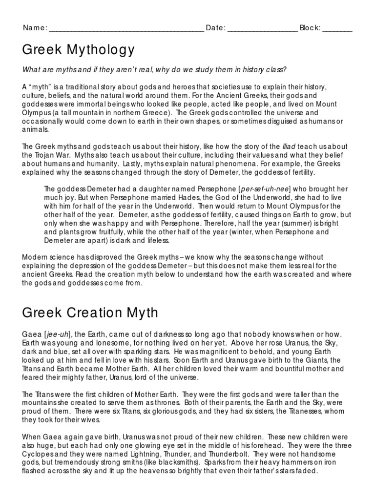 Greek Myths: The Ugly Gods Explained | PDF | History | Religion ...