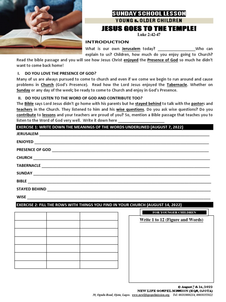 Children Lessons Bible Study and Sunday School | PDF