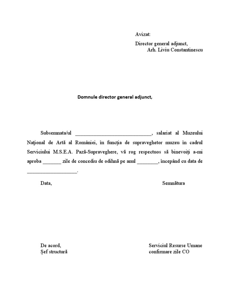 Model- Tip- Cerere Concediu | PDF