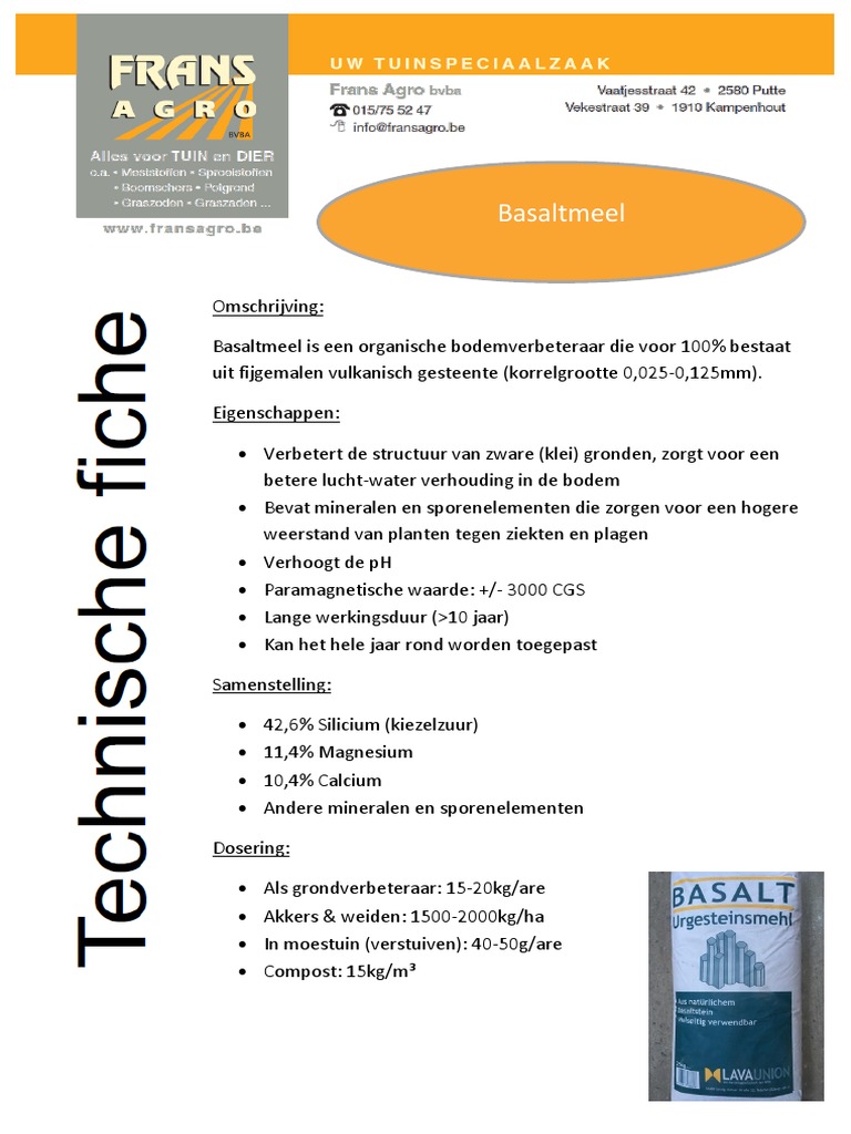 Technische fiche Basaltmeel | PDF