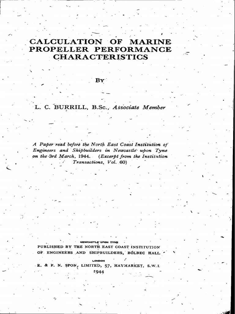 Calculation of Marine. Propeller Performance: Cfiaracteristics | PDF