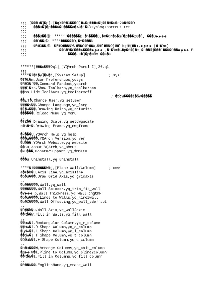 YQArch Command List and Shortcuts | PDF | Computers