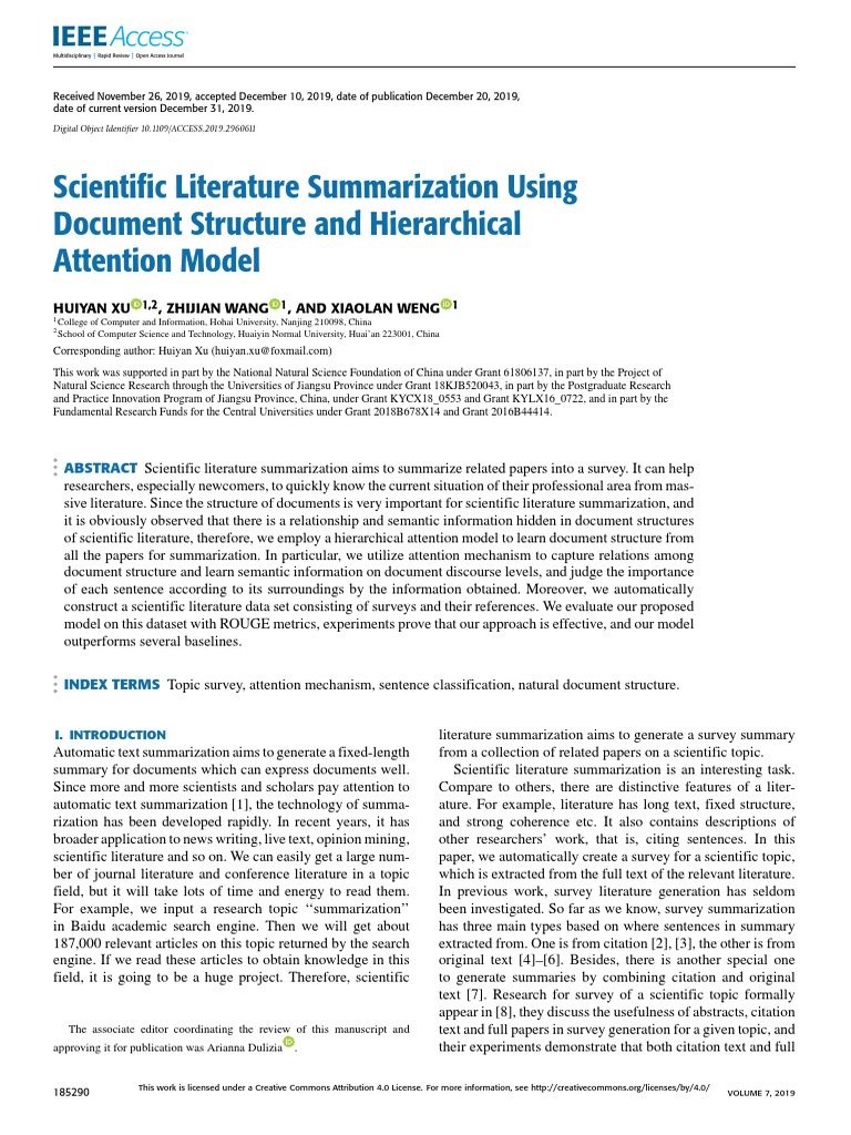 Scientific Literature Summarization Using Document Structure And Hierarchical