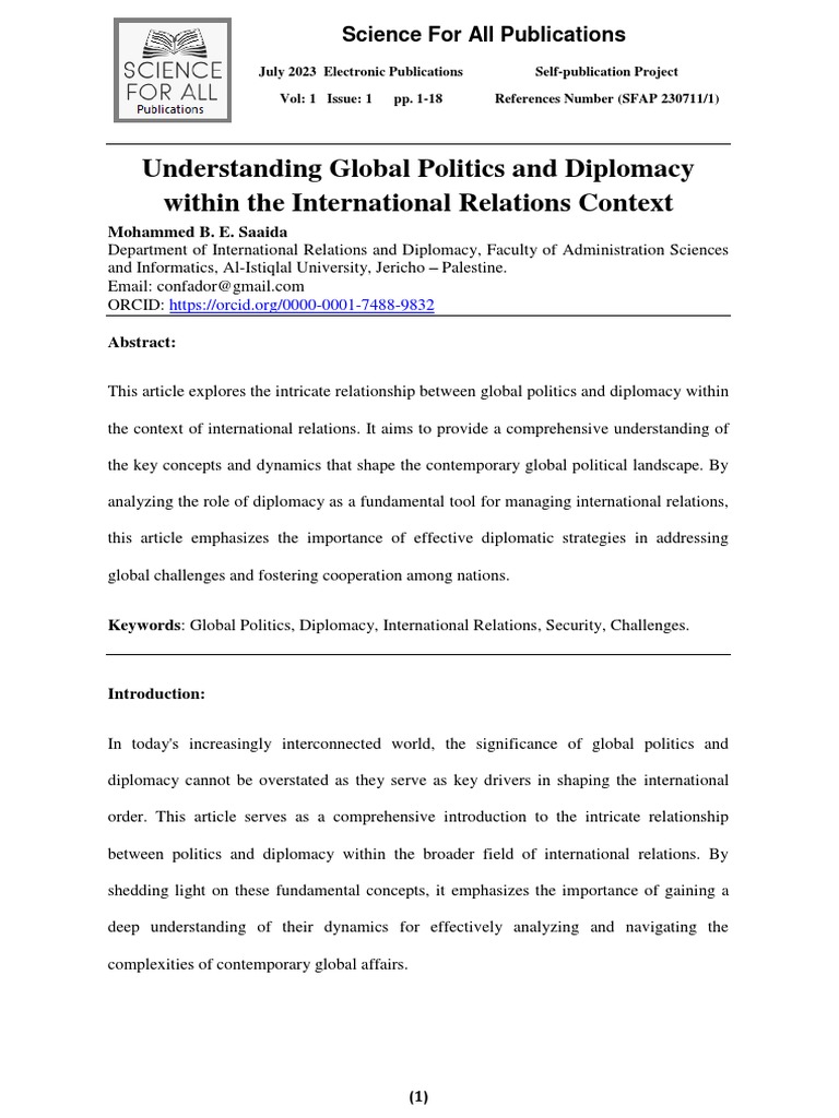Historicity in Global Politics and Diplomacy | PDF