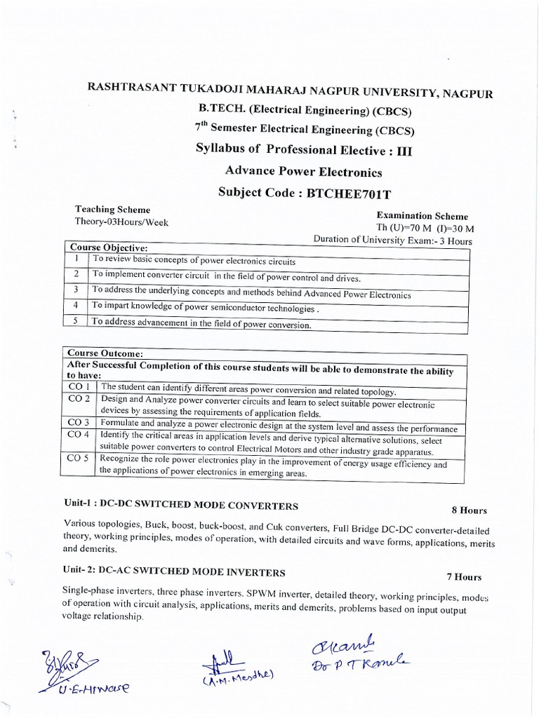 7th Sem Syllabus Electrical Engineering - 1 | PDF