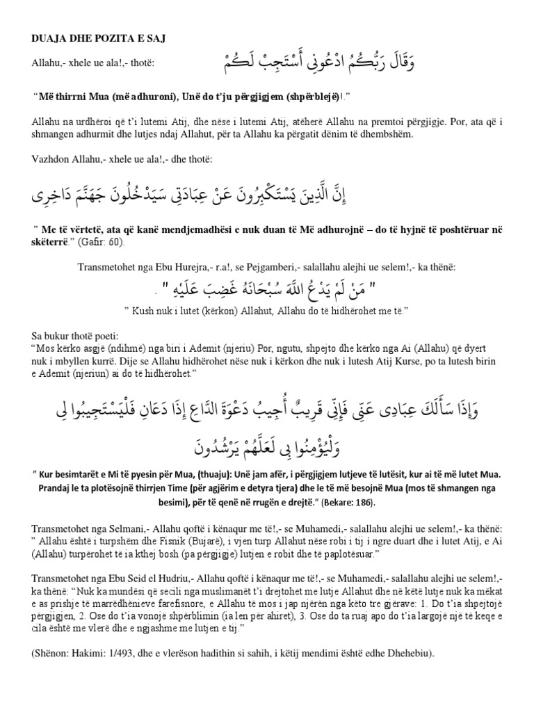 Duaja Dhe Pozita e Saj | PDF