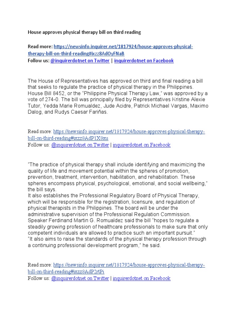 Physical Therapy Bill | PDF