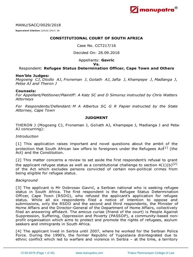 Gavric - V - Refugee - Status - Determination - Officer ...
