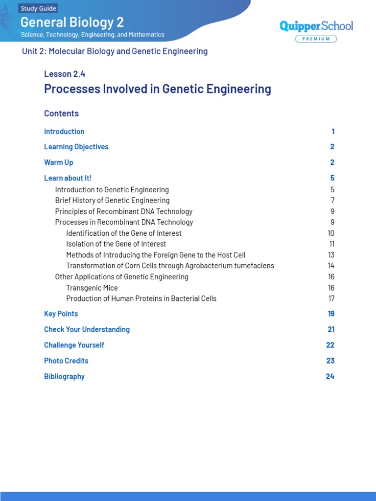 Intro to Genetic Engineering | PDF