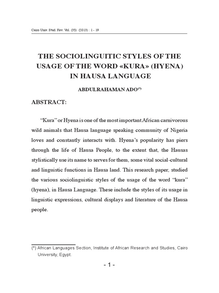 Kura in Hausa Language | PDF