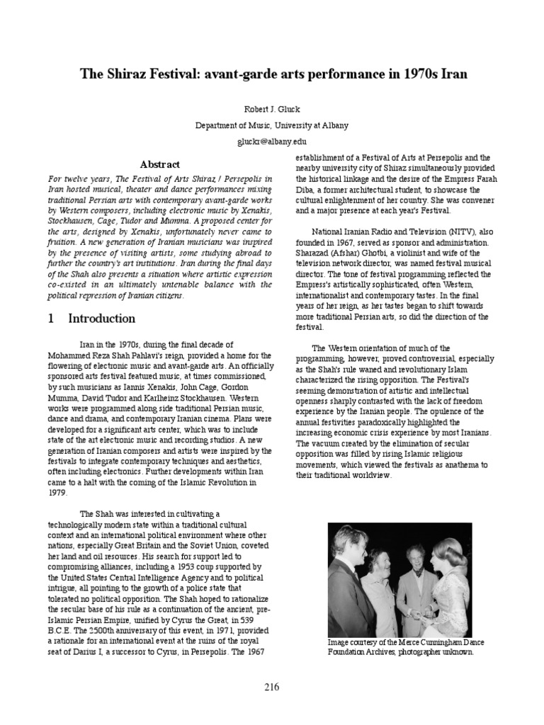Shiraz Festival Avant Garde Arts Performance in 1970s Iran | PDF