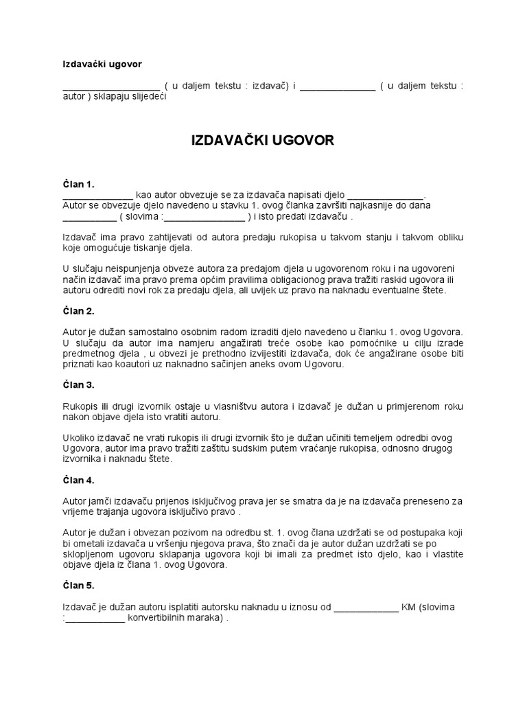 Izdavački Ugovor | PDF