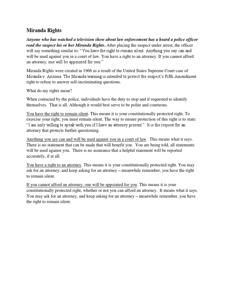 Miranda Rights | PDF