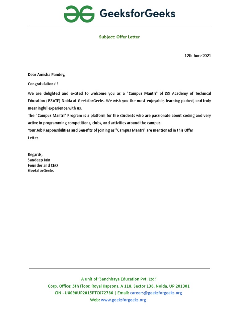 Campus Mantri Offer at GeeksforGeeks | PDF