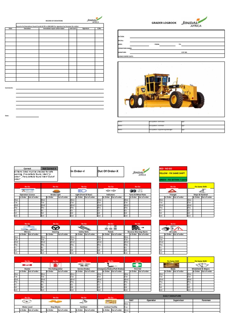 Grader Deviation Logbook Summary | PDF
