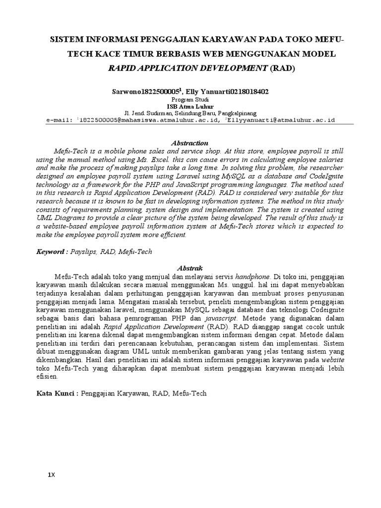 Sistem Informasi Penggajian Karyawan Berbasis Web Menggunakan Metode RAD | PDF