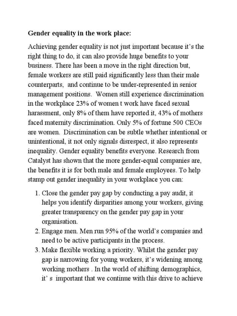 Achieving Gender Equality at Work | PDF