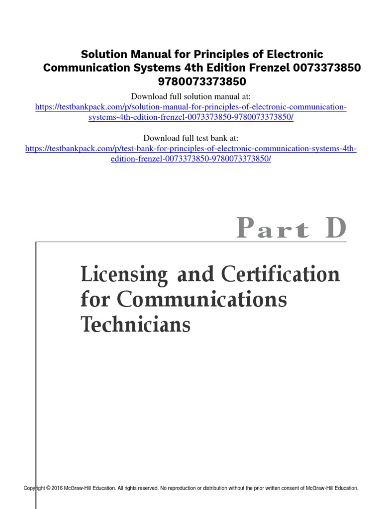 Principles of Electronic Communication Systems 4th Edition Frenzel ...
