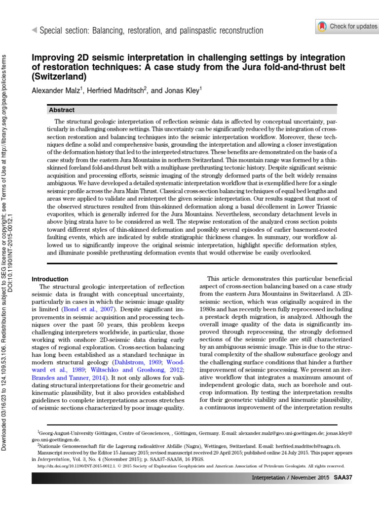 Imroving 2D Seismic Interpretation in Thrust Faults | PDF
