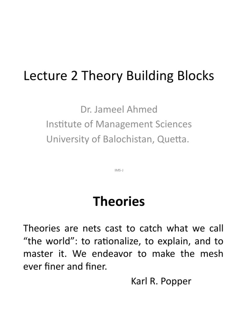 Lecture 2 Theory Building Blocks | PDF
