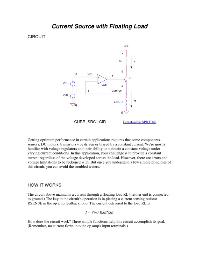 Current Source With Floating Load (OP AMP) | PDF | Operational ...