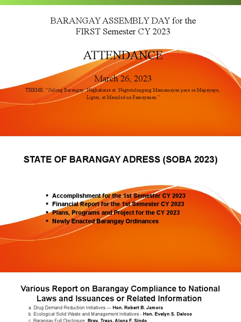 Barangay Assembly Day March 26, 2023 | PDF