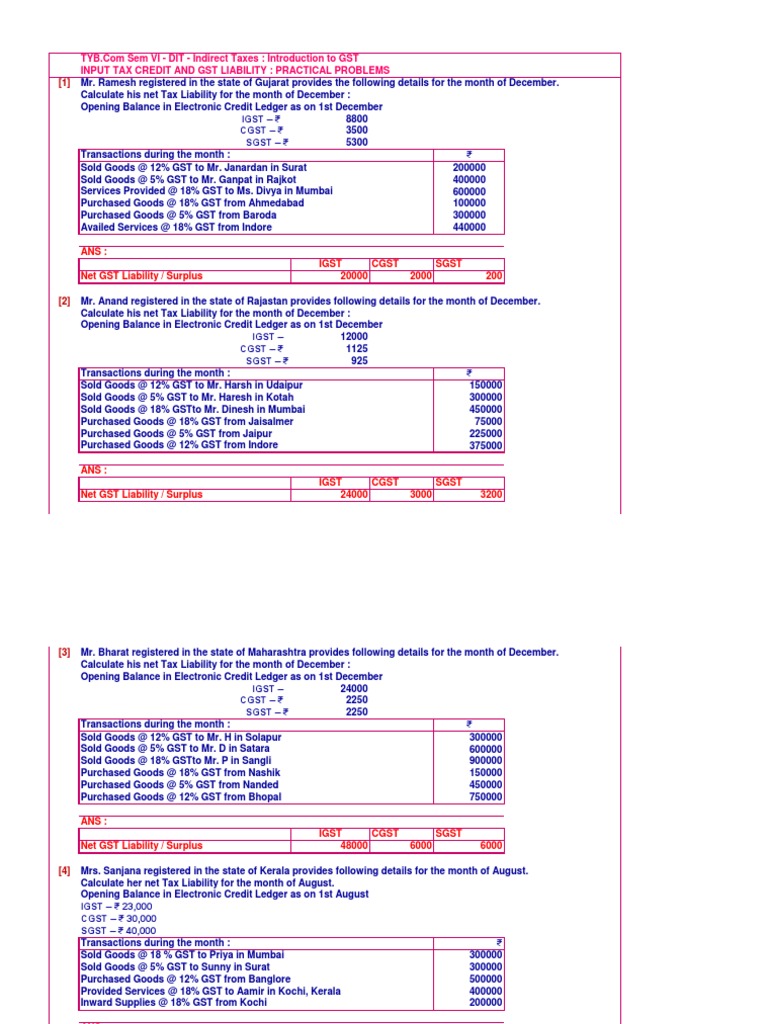 ITC and Payment of GST Problems | PDF