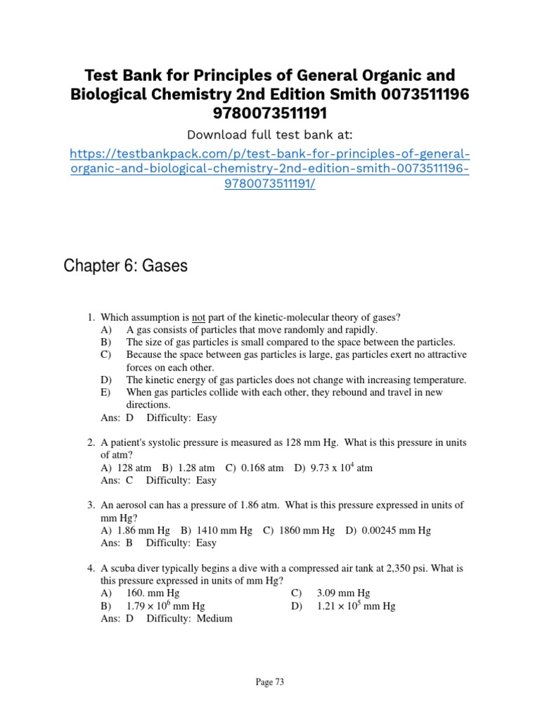 Chemistry Test Bank: Gases Chapter | PDF | Teaching Methods & Materials ...