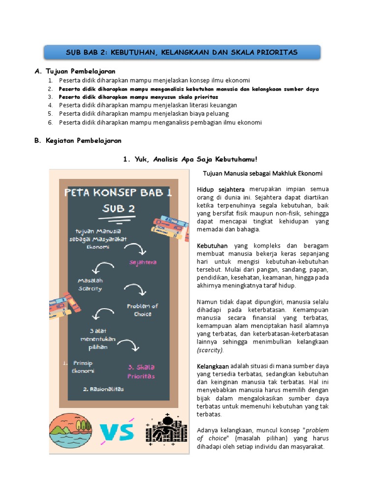 LKPD Eko Bab 1 Sub 2 (Needs, Scarcity, SP) | PDF