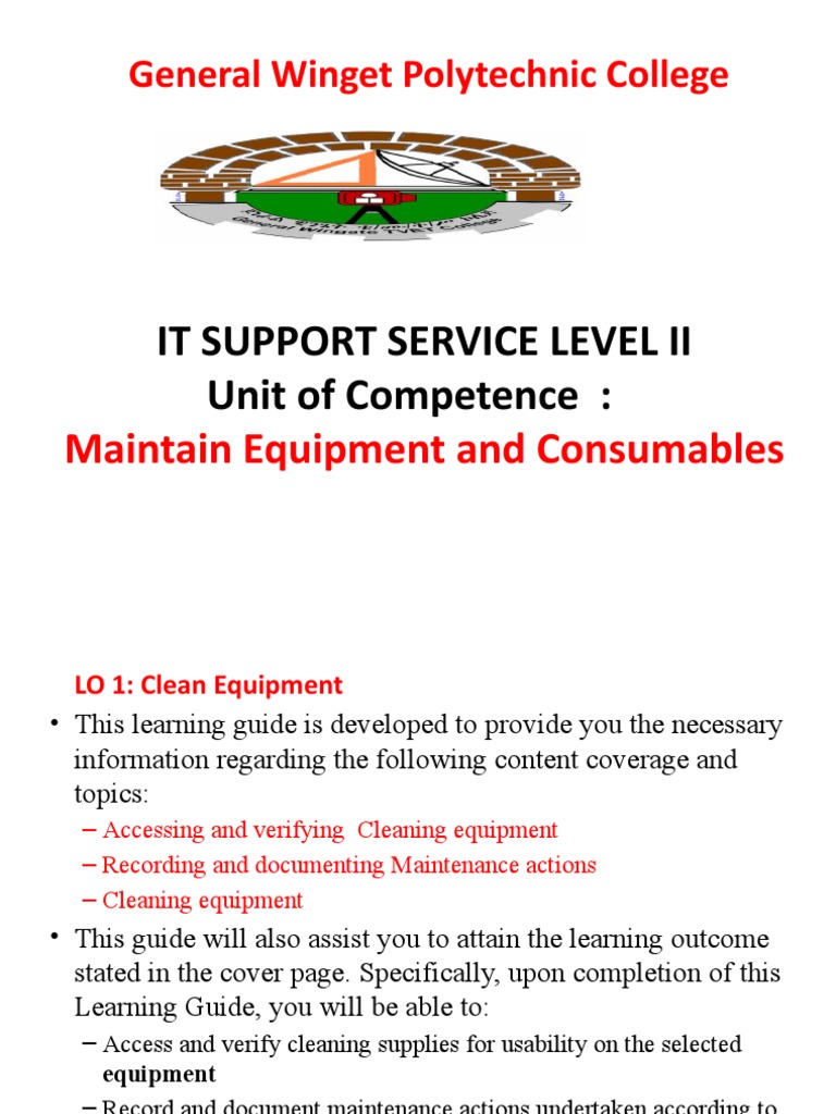 LO1 of Maintain Equipment and Consumables | PDF | Computers