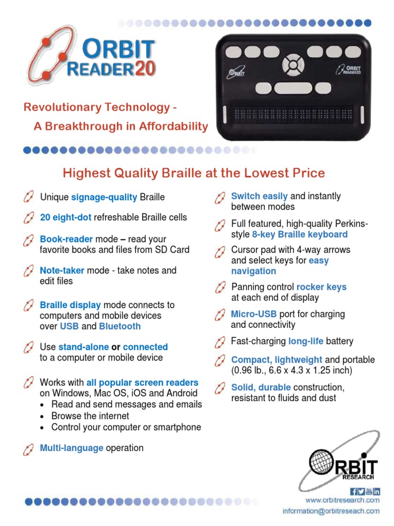 Orbit Reader 20 Brochure V1 7 Pdf