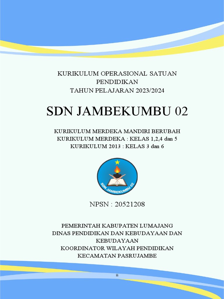 Cover KOSP Kurikulum Merdeka Mandiri Berubah 2023-2024 | PDF