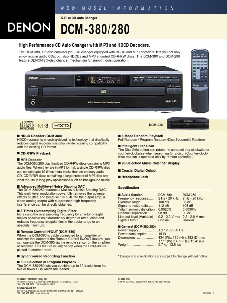 Hfe Denon Dcm-280 380 Flyer en | PDF