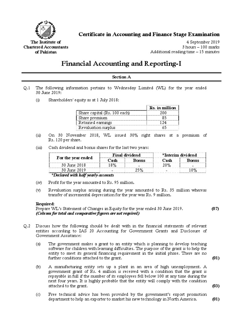 CAF 1 FAR1 Autumn 2019 | PDF