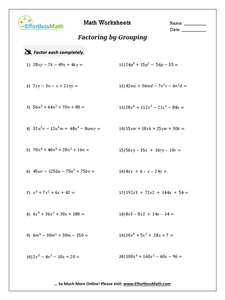 Factoring by Grouping | PDF