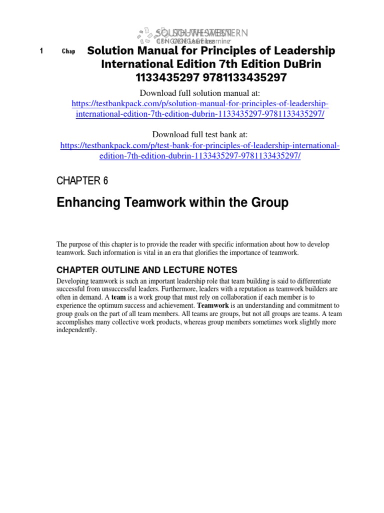 Principles of Leadership International Edition 7th Edition DuBrin ...