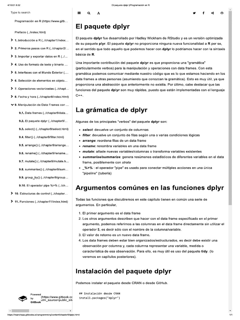 Paquete Dplyr - Programación en R | PDF