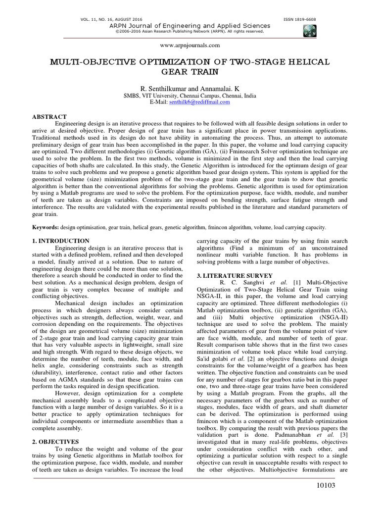 Multi-Objective Optimization of Two-Stage Helical | PDF