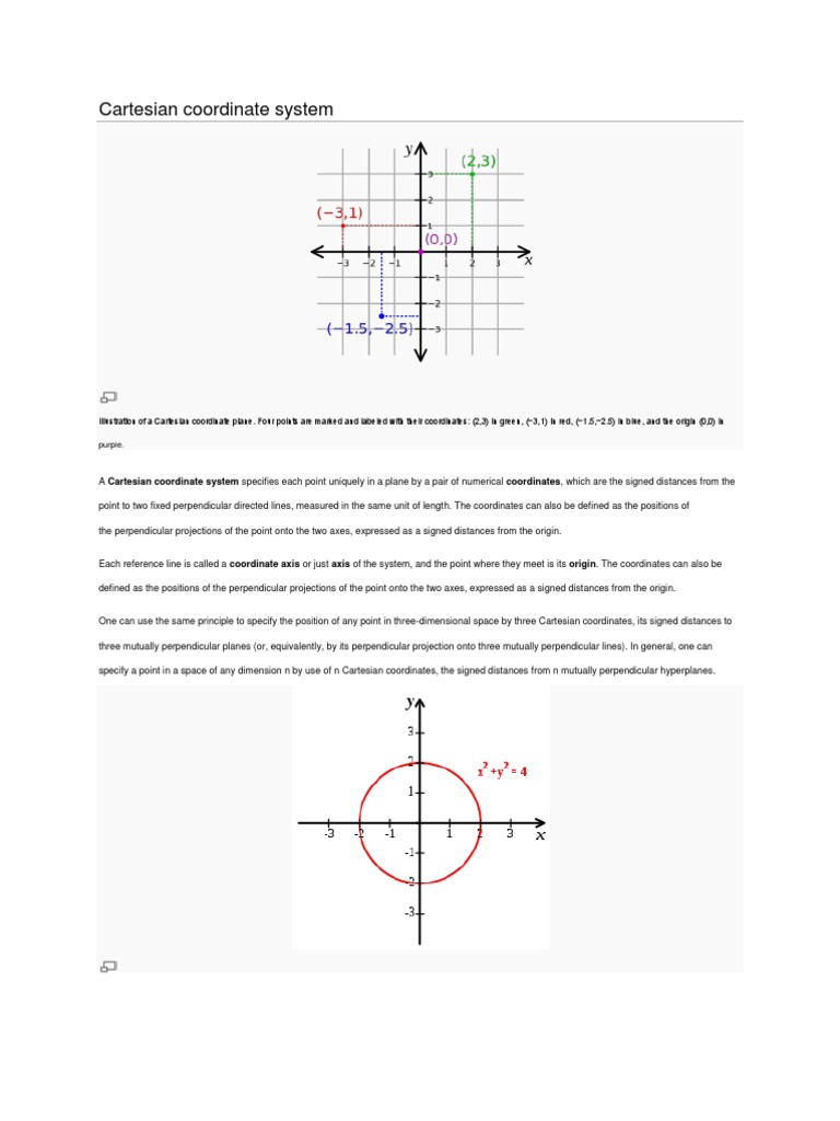 Cartesian Coordinate System | PDF | Cartesian Coordinate System ...