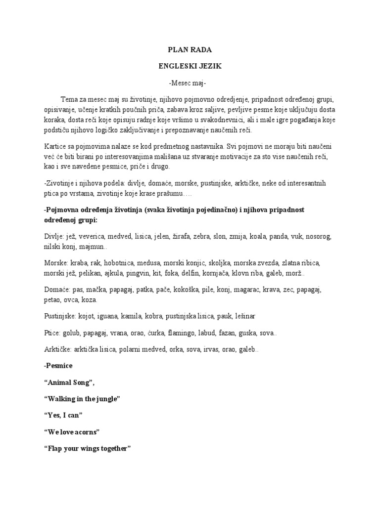 Plan Rada Mesec Maj | PDF