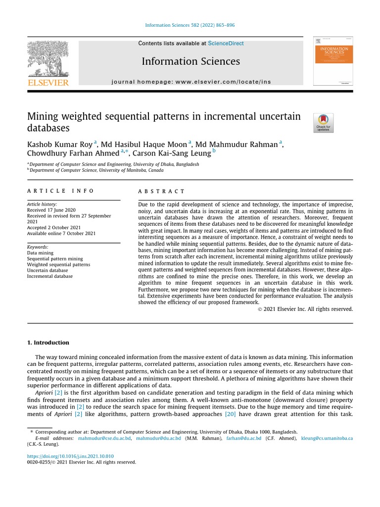 Incremental Mining of Weighted Patterns | PDF | Science & Mathematics ...